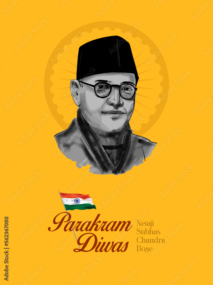 Netaji Subhash Chandra Bose vector art for Indian Memorial Day Parakram ...