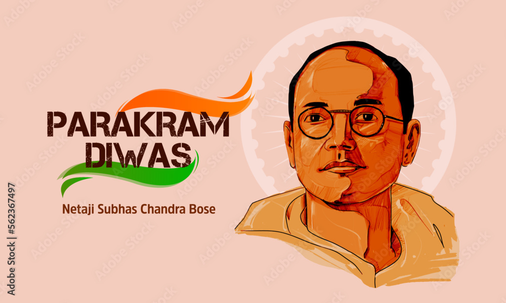 Netaji Subhash Chandra Bose vector illustration for Indian Parakram ...