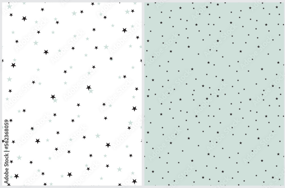 Tiny Stars Seamless Vector Patterns. Irregular Simple Starry Sky Print ...