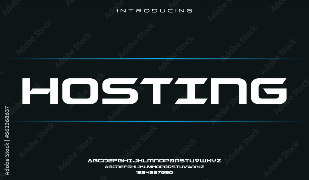 Hosting, an elegant alphabet font and number. Premium uppercase fashion ...