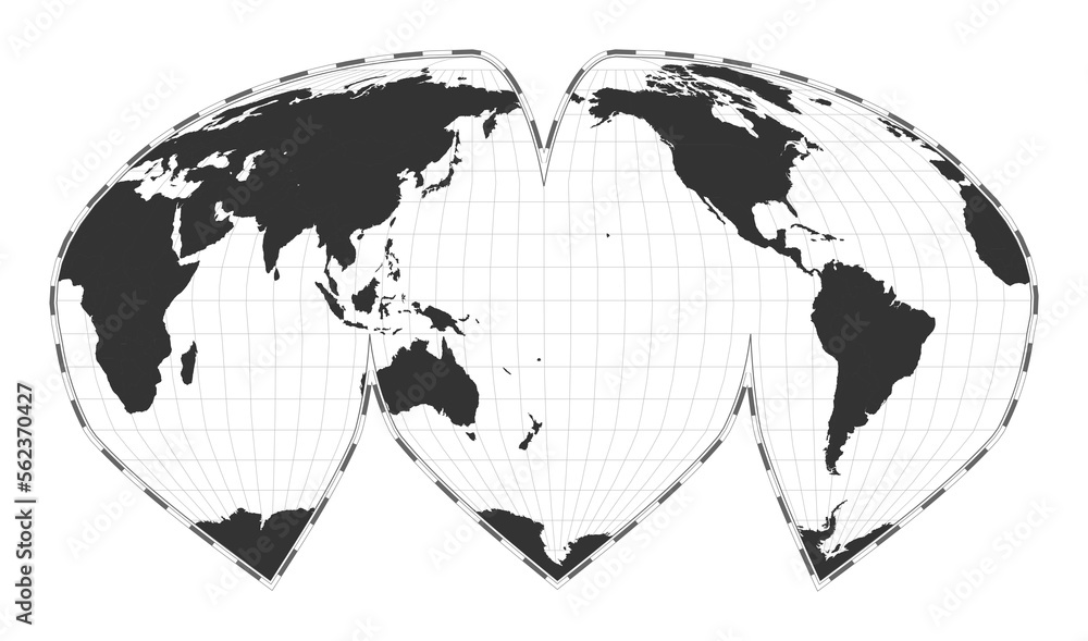 Vector World Map Alan K Philbricks Interrupted Sinu Mollweide Projection Plain World