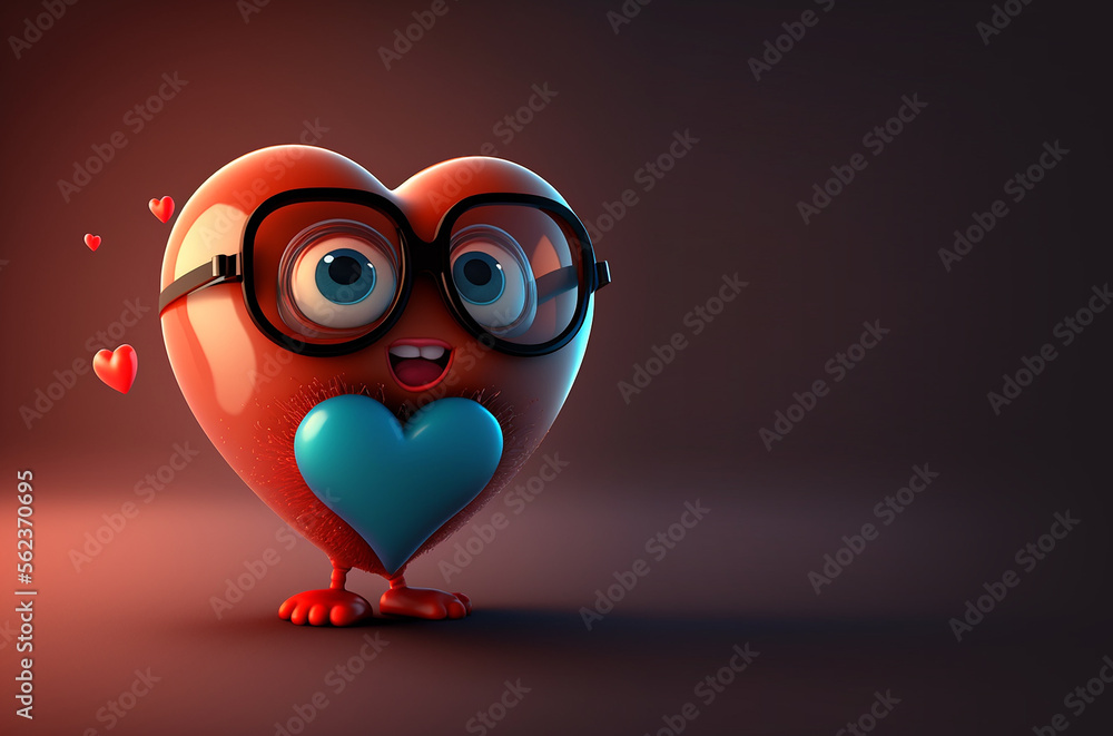 Valentine’s Day cartoon character in 3D digital art style, made with ...