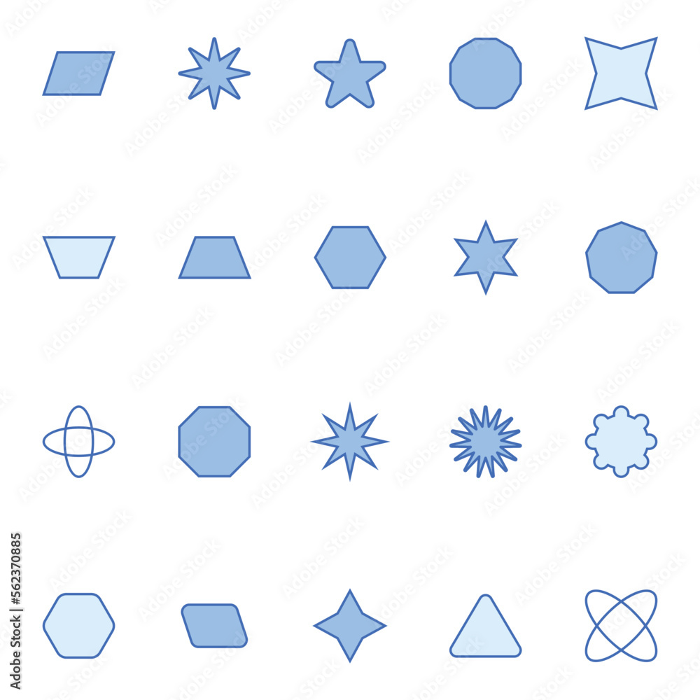 Filled Color Outline icon for shapes Stock Vector | Adobe Stock
