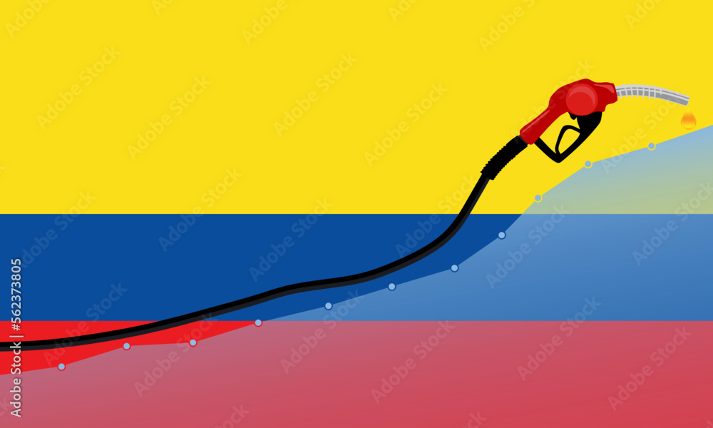 Rise in gasoline prices concept in Ecuador. Gasoline fuel pump nozzle ...