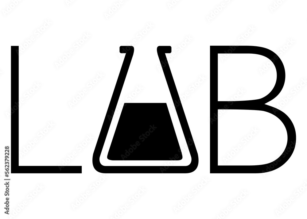 Logo laboratorio de investigación de ciencias químicas. Icono cristalería de laboratorio ...