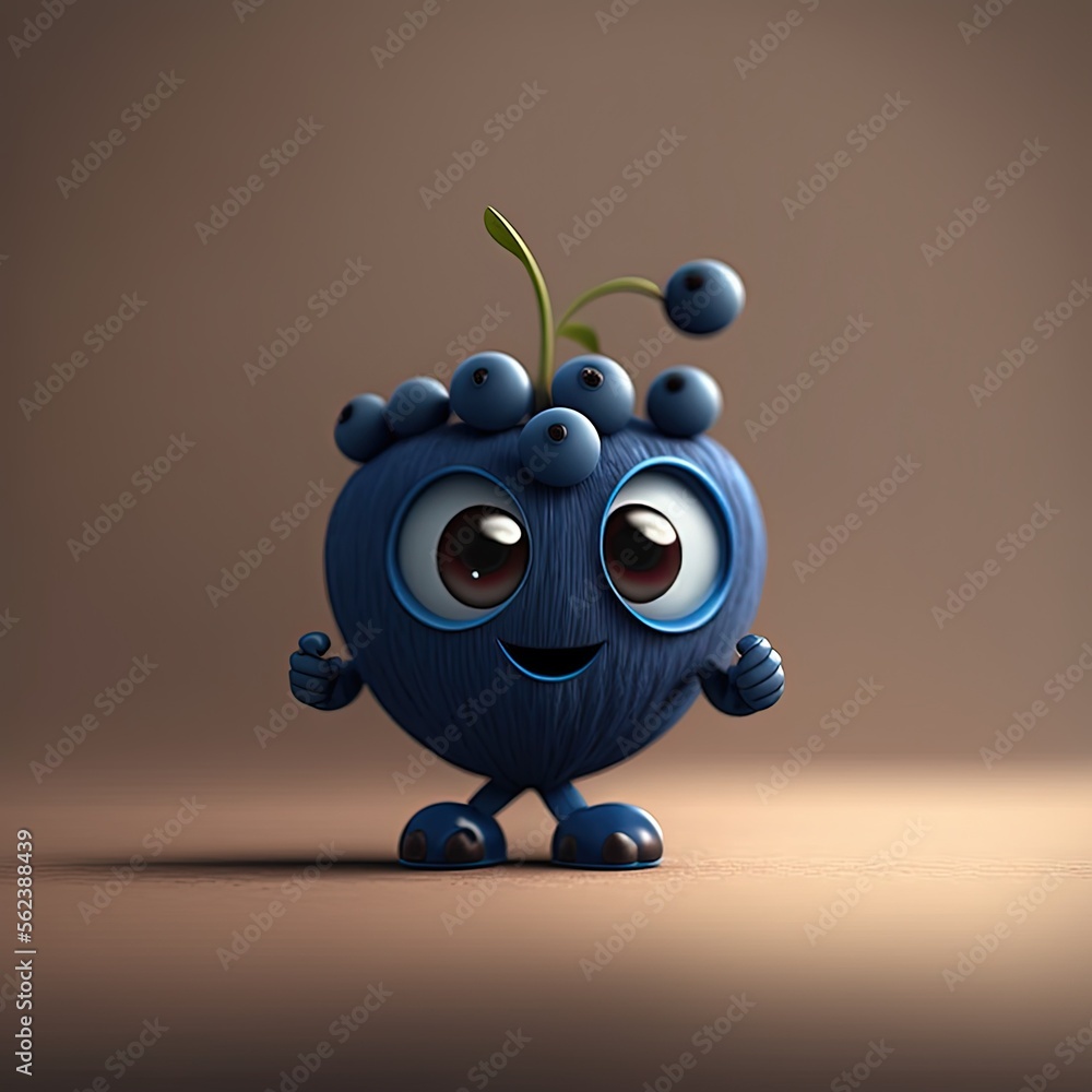 Cute Cartoon Blueberry Character (Generative AI) Stock Illustration ...