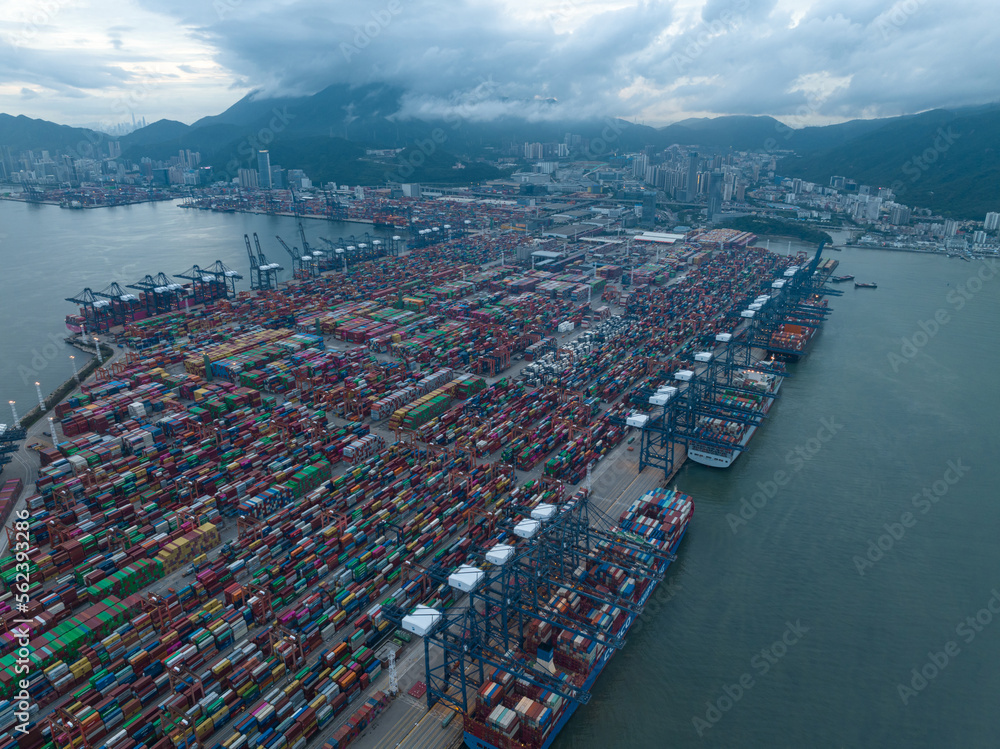 Shenzhen ,China - Circa 2022: Aerial view of Yantian international ...