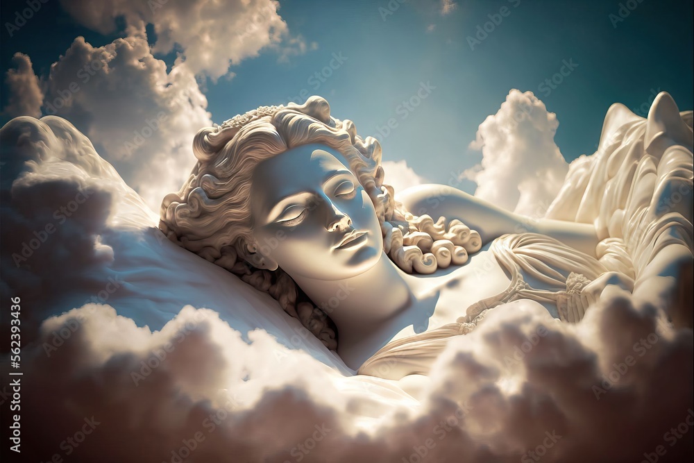 4K resolution or higher, greek goddess laying back chilling of a fluffy ...