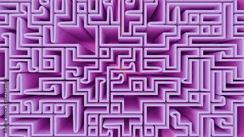3d rendering square maze in top view. maze of conceptual money security ...