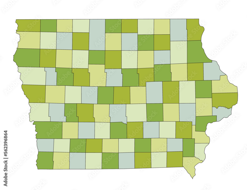 Highly detailed editable political map with separated layers. Iowa ...