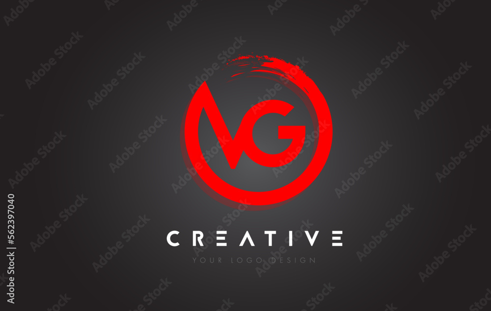 Red VG Circular Letter Logo with Circle Brush Design and Black ...