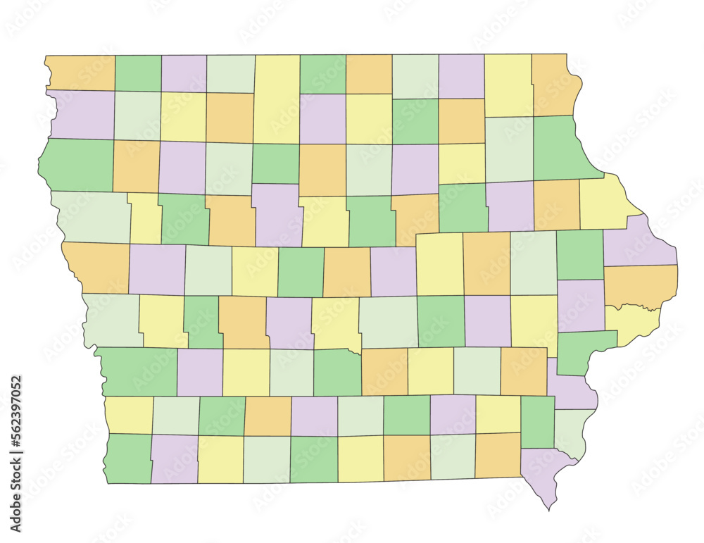 Iowa - Highly detailed editable political map. Stock Vector | Adobe Stock