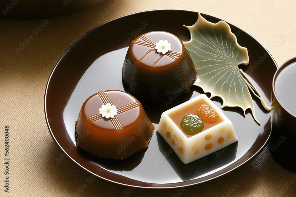 It is a Japanese sweet that uses bean jam. Generative AI Stock ...