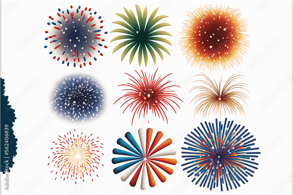 Fireworks clipart, background for new year or celebrations. Generative ...