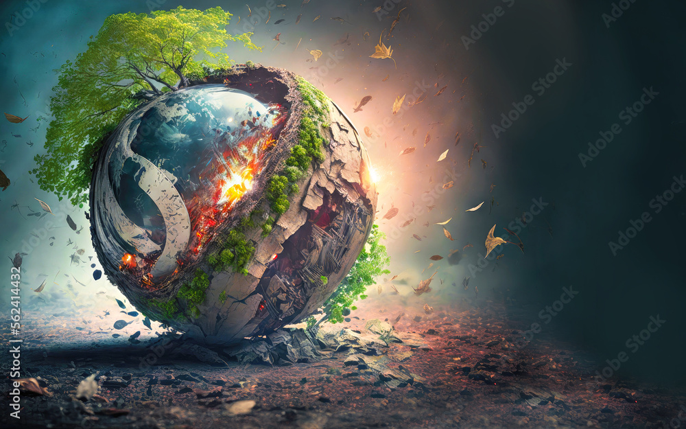 Earth is dying of due to global warming and deforestation. The concept ...