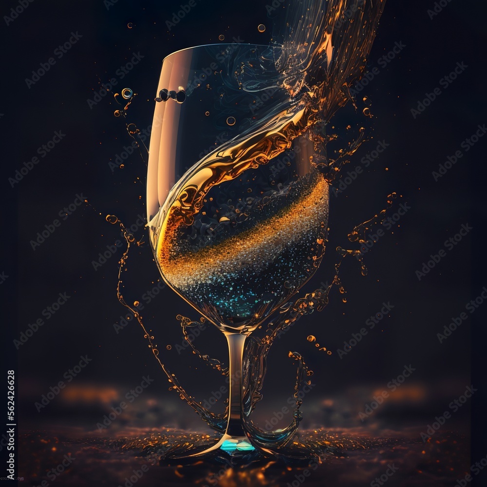 wine glass, splash alcohol black background zoom party time drink ...