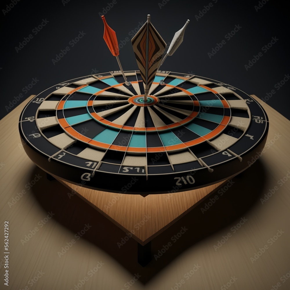 darts table with arrow from the side 3d render of a target Stock ...