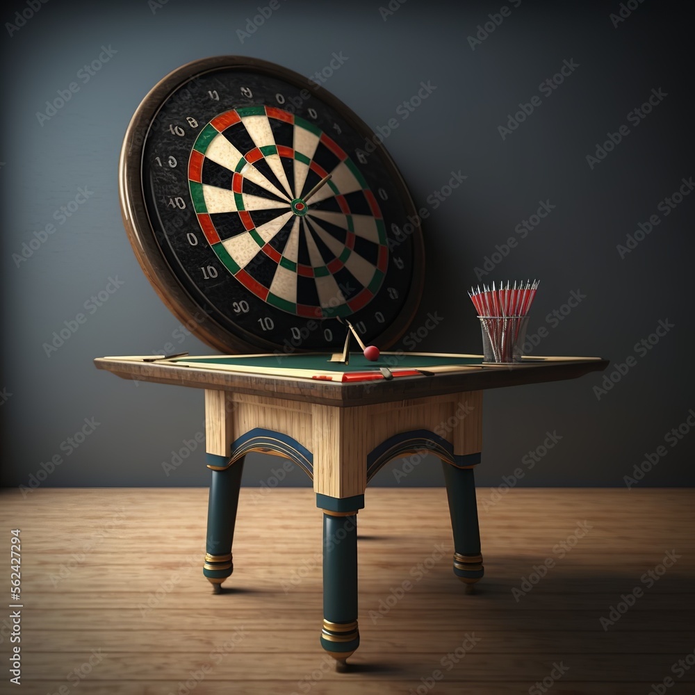 darts table with arrow from the side 3d render of a target sport 180 ...
