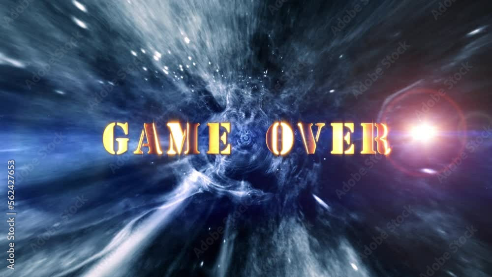GAME OVER text abstract science technology futuristic 3D cinematic ...