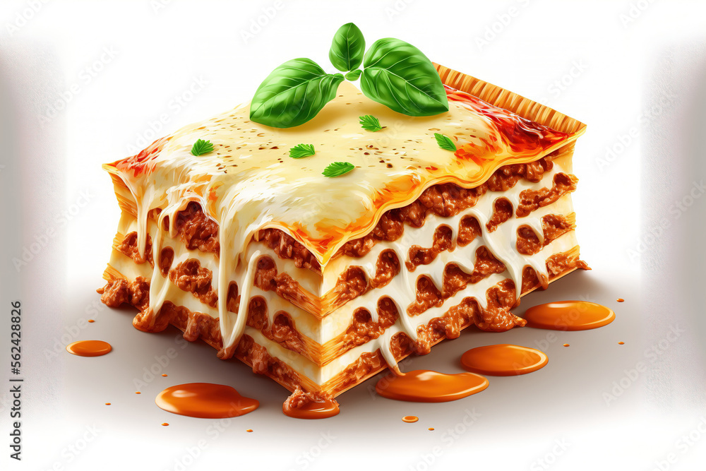 Delicious Homemade Italian Lasagna on White Background with Bolognese ...