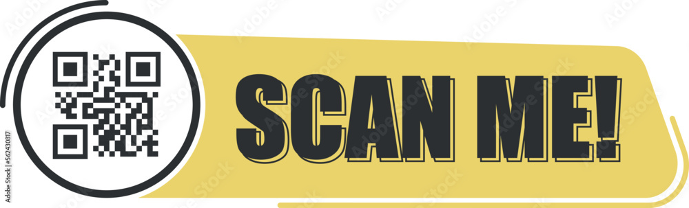 QR code scan me in speech bubble, scan me concept, icon. Stock Vector ...