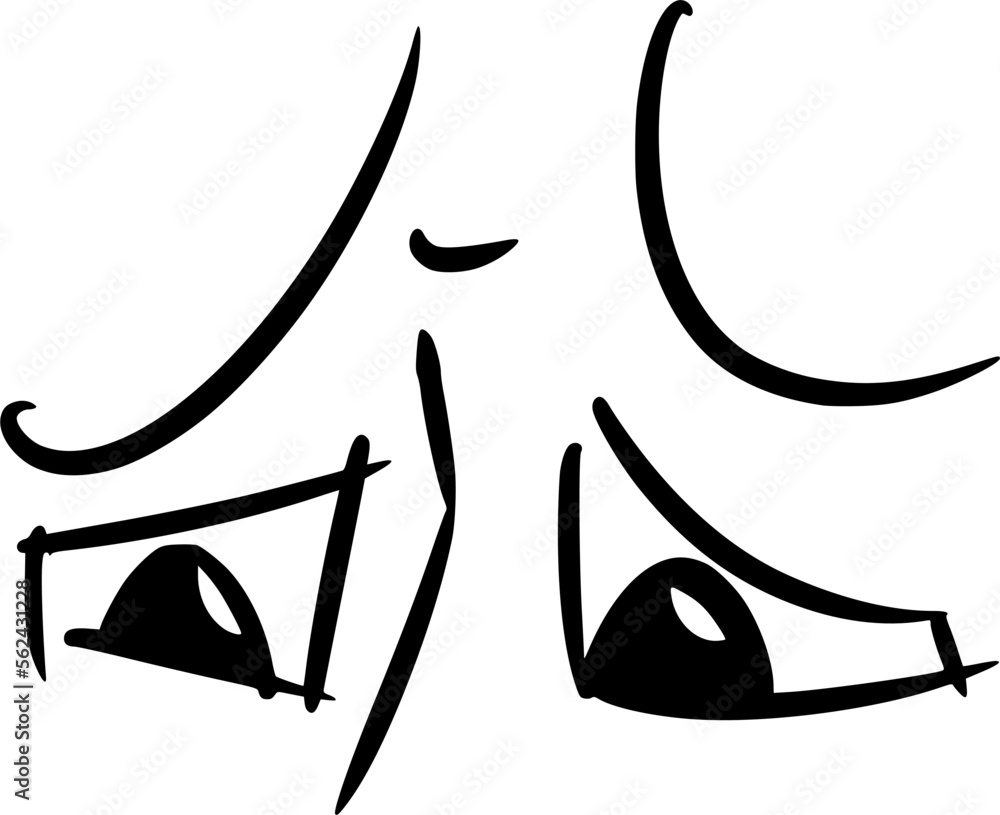 Vector drawing of eyes and bridge of nose. Depicts various emotions. It ...