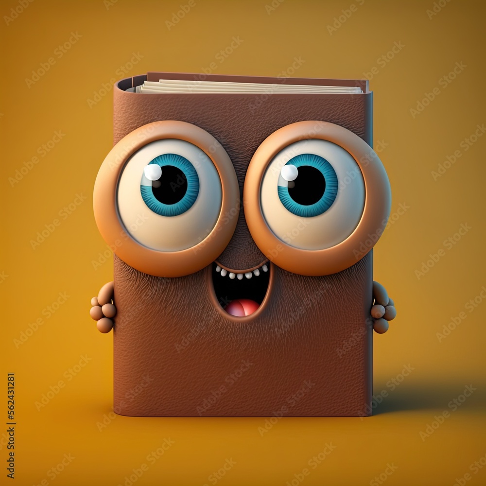 Cute Cartoon Book Character (Generative AI) Stock Illustration | Adobe ...