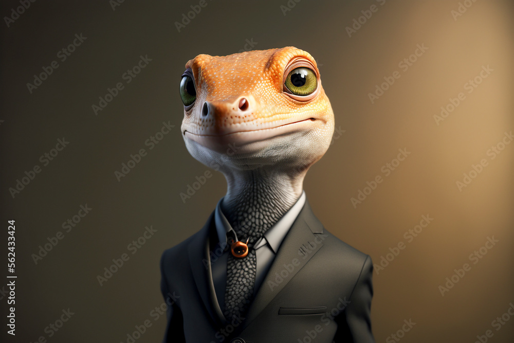 Portrait of a gecko in a stylish business suit. Generative AI ...