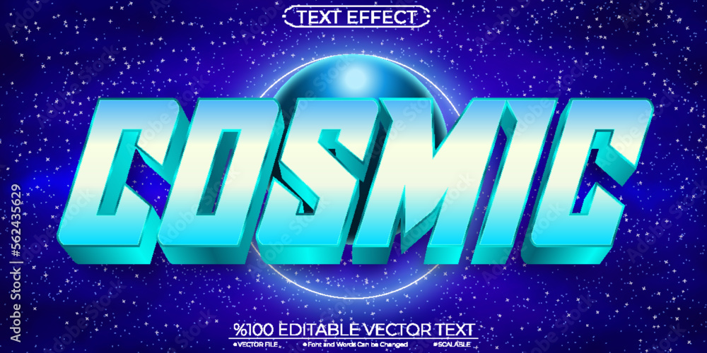 Blue Shiny Cosmic Editable and Scalable Template Vector Text Effect ...