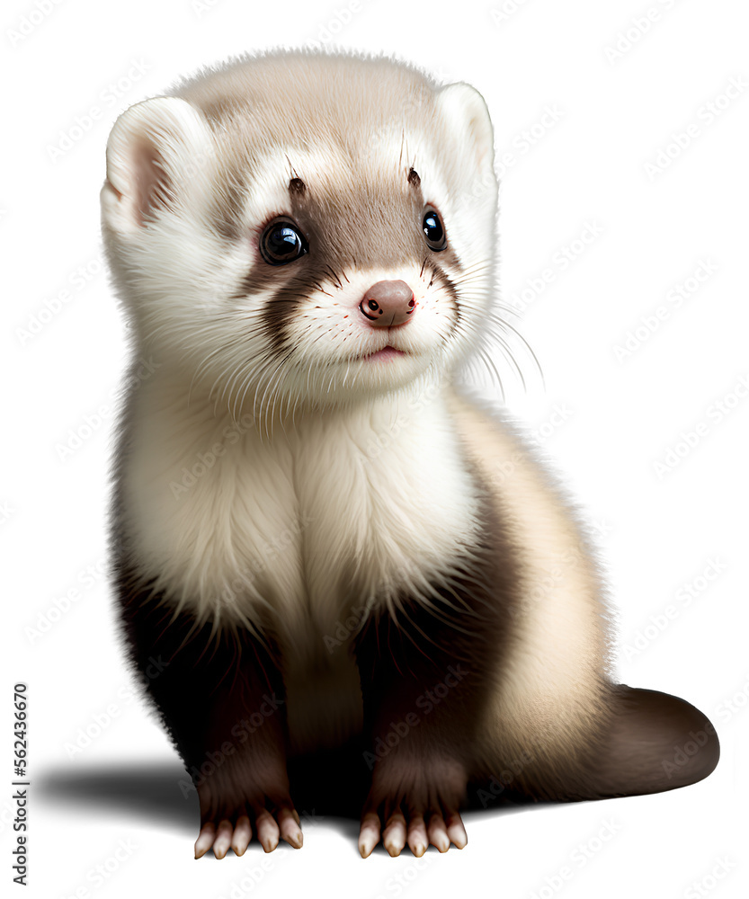 cute young ferret, illustration on transparent background Stock ...