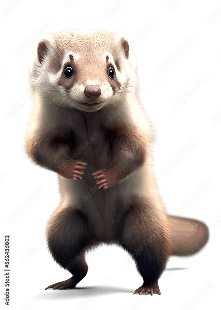 cute ferret standing up, illustration on transparent background Stock ...