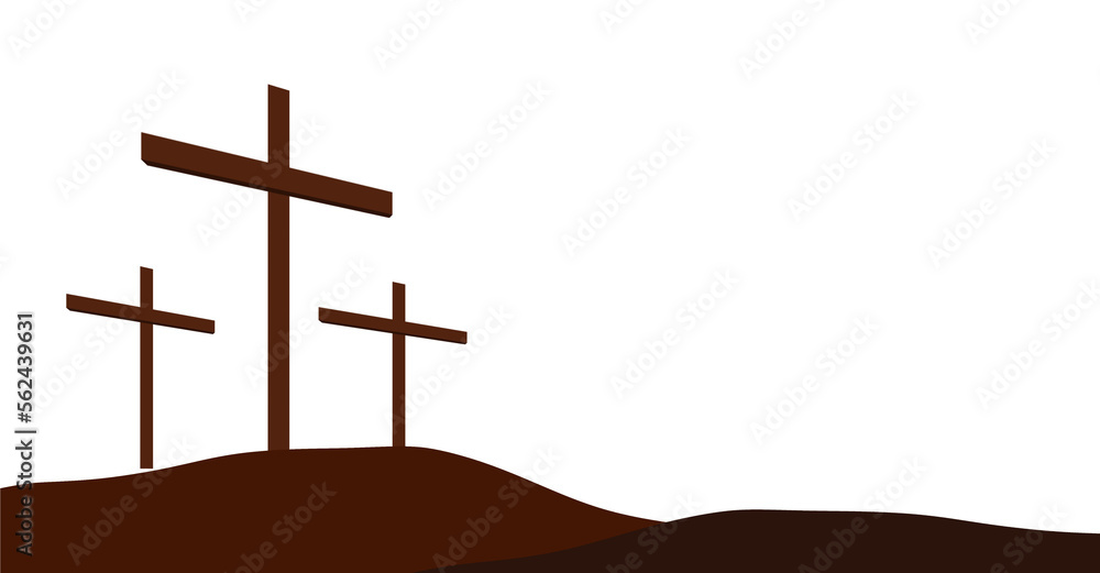 Christian Crucifixion scene background. Three Crosses isolated on white ...