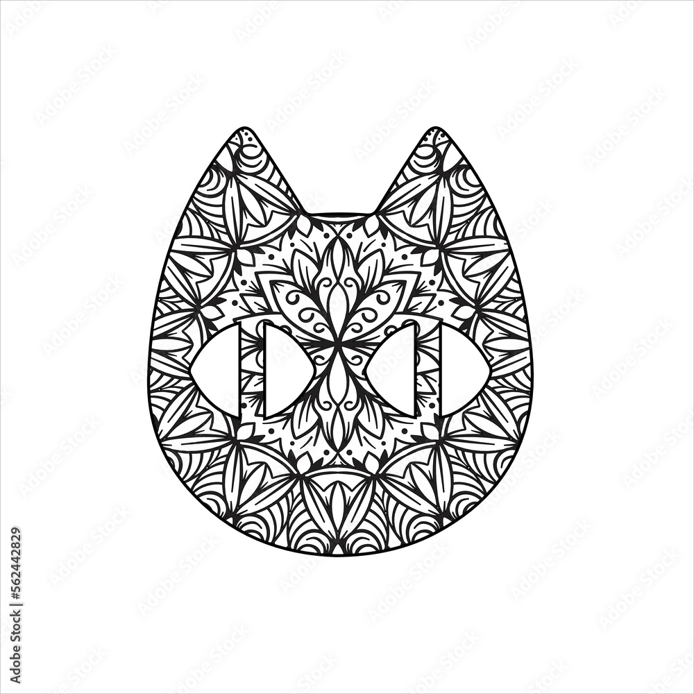 Vector mandala cat coloring page for kids and adult Stock Vector ...