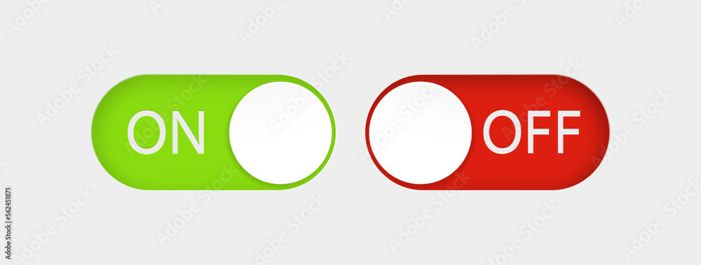 Toggle switch buttons isolated on white background. Vector 3D ...