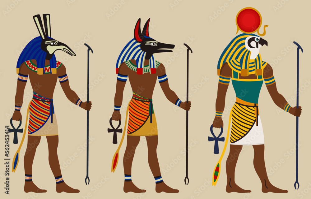Ancient Egypt. Egyptian deities. Set, Anubis, Ra. Historical egyptian ...