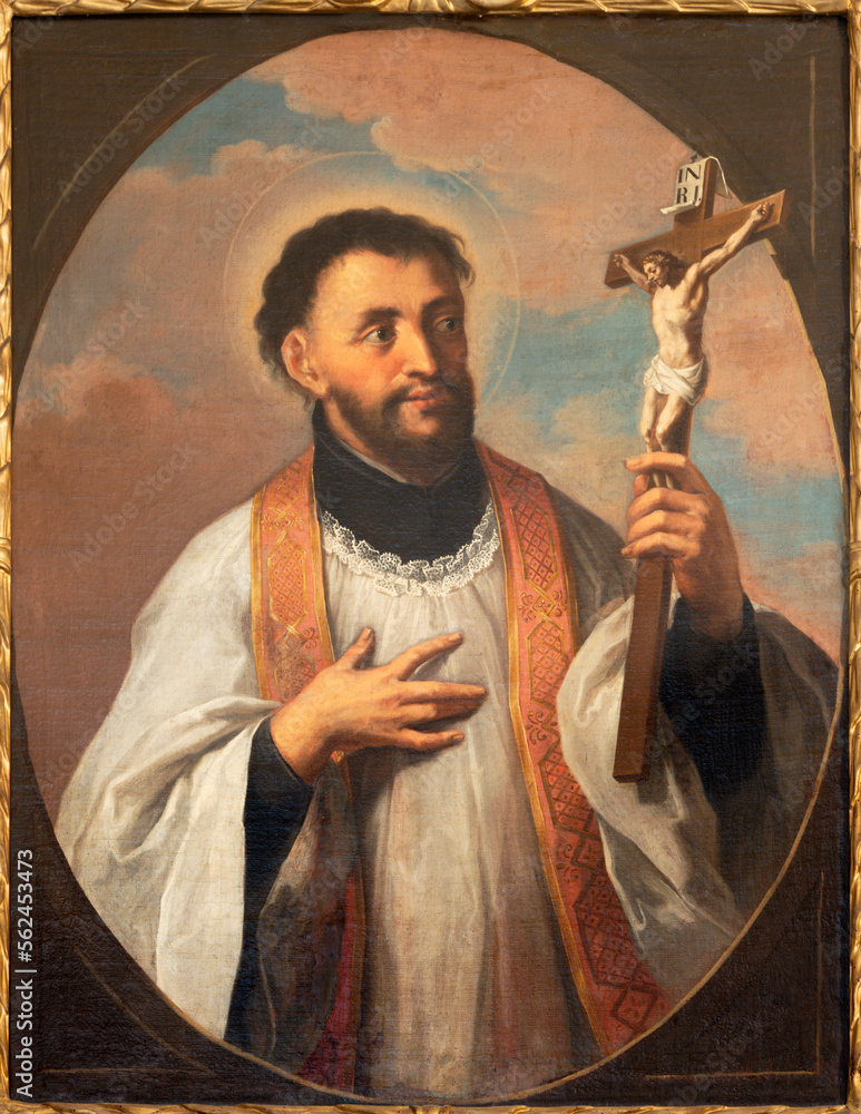 LUZERN, SWITZERLAND - JUNY 24, 2022: The painting of St. Francis Xavier ...