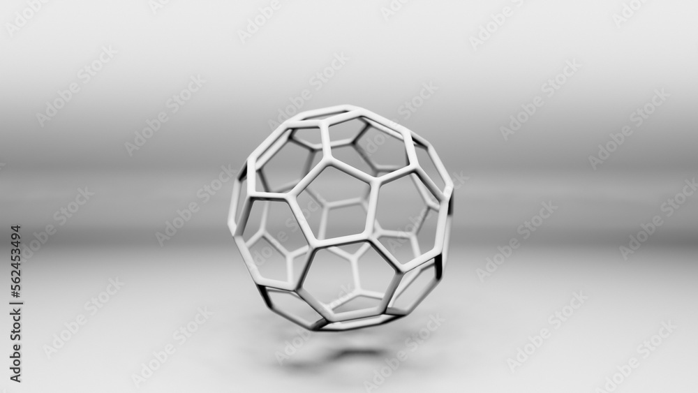 Buckminsterfullerene C60 Molecule model, allotrope of fullerene carbon ...