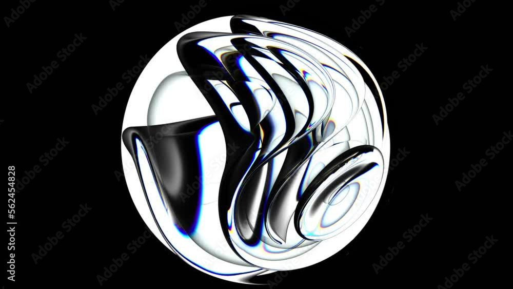3d render abstract art video animation with surreal glass sphere or ...