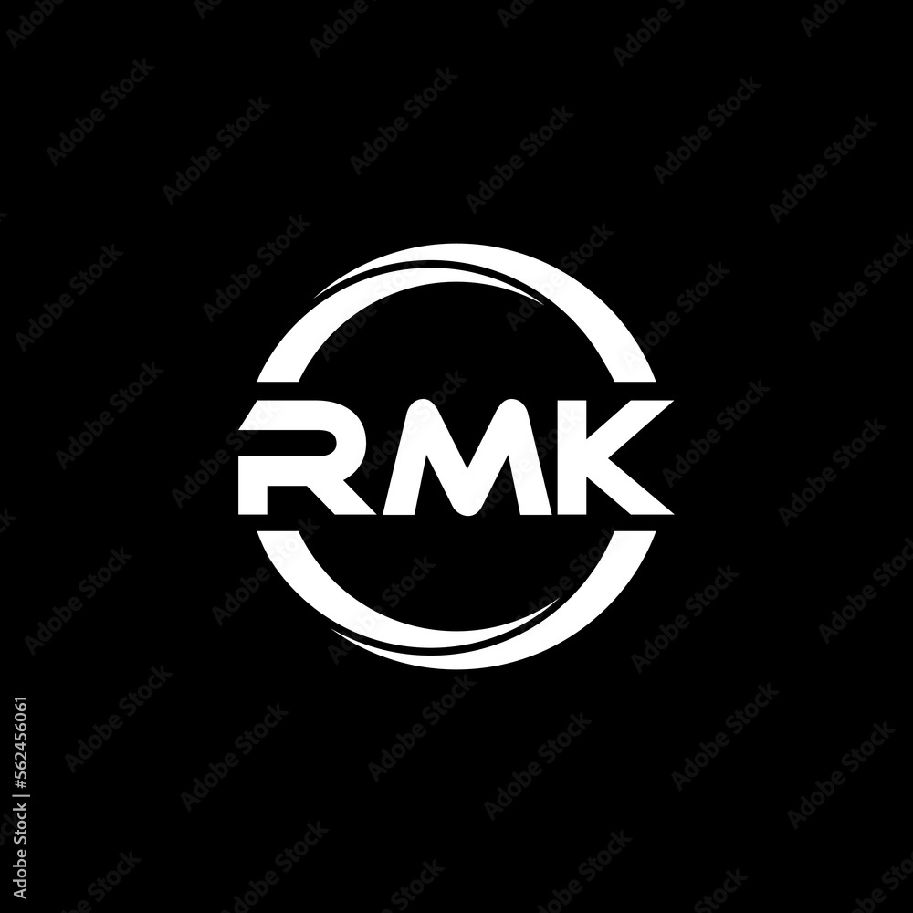 RMK letter logo design with black background in illustrator, cube logo ...