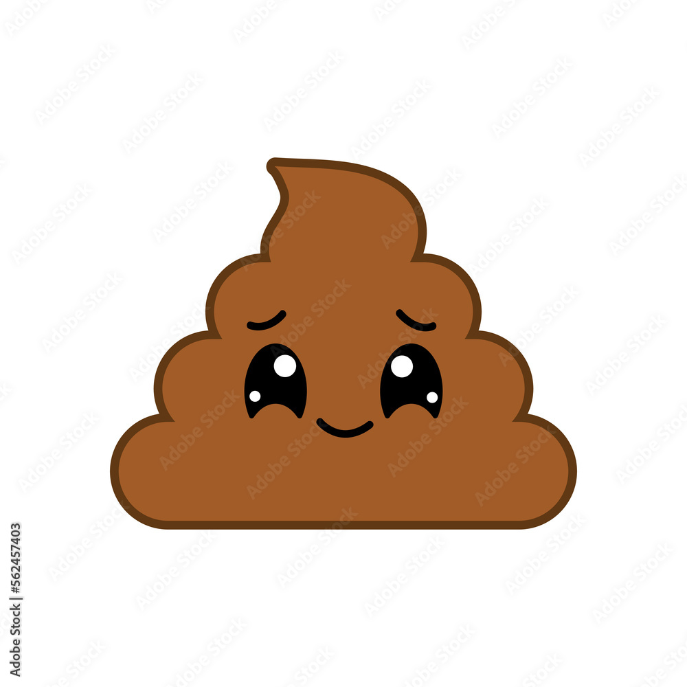 Cute happy smiling poop Kawaii character. Vector illustration Stock ...