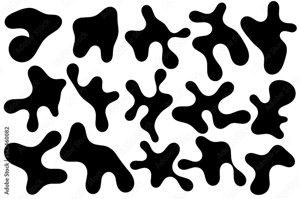 Big set of organic abstract random blob shapes. Fluid irregular forms ...