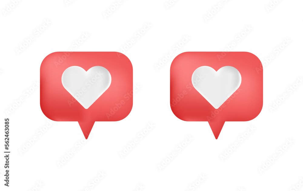 3d bubble Love Heart Vector Icon Illustration. Symbol Object Icon ...