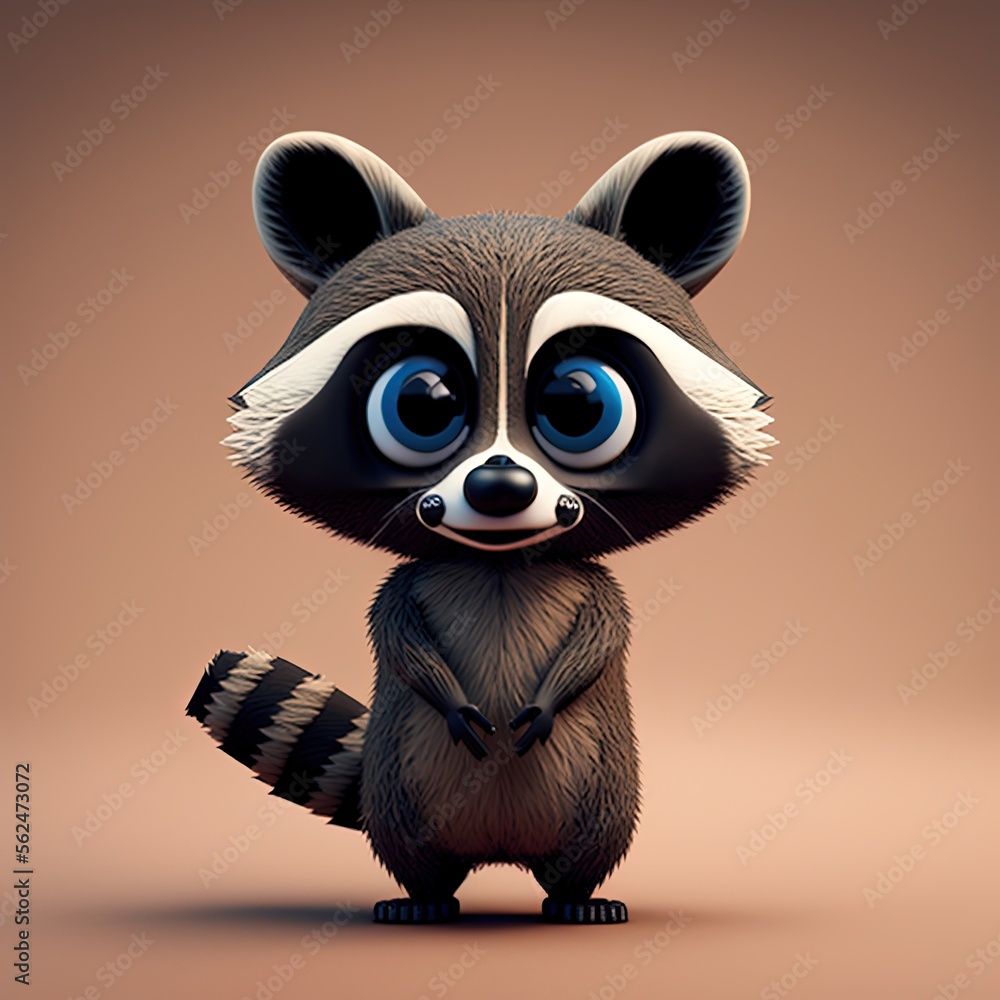 Cute Cartoon Raccoon Character (Generative AI) Stock Illustration ...