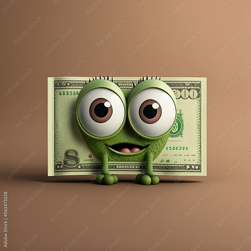 Cute Cartoon Money Character (Generative AI) Stock Illustration | Adobe ...