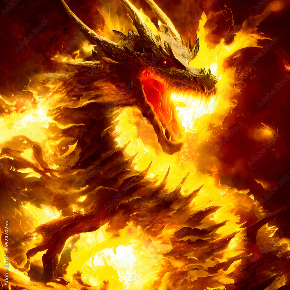 fantasy fire dragon artwork created with Generative AI technology Stock ...