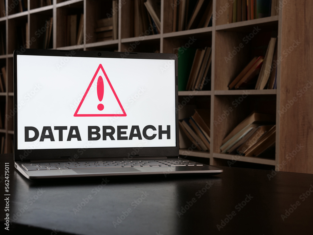 Foto de Data breach is shown using the text and picture of sign of ...