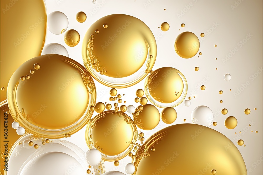 a bunch of bubbles that are on a white surface with a yellow background ...