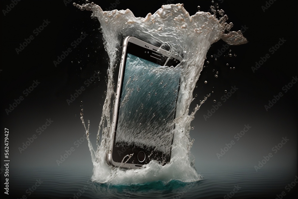 Smartphone falling through water, concept of damaging smartphone ...