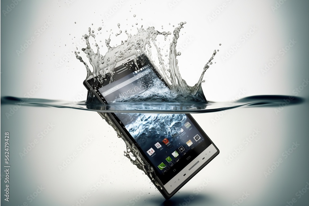 Smartphone falling through water, concept of damaging smartphone ...