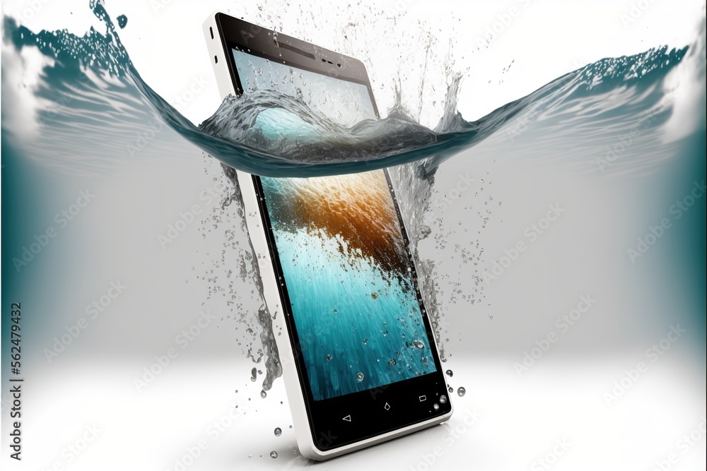 Smartphone falling through water, concept of damaging smartphone ...